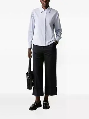 Sisley Side-zip Pleated-back Shirt - Blue