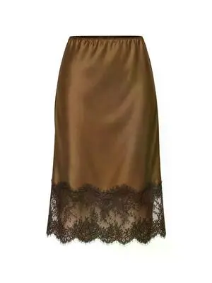 HERSKIND Herbert Lace-trimmed Midi Skirt - Brown