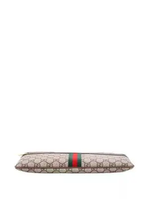 Gucci Ophidia Zip Pouch Gg Coated Canvas Large Clutch Bag