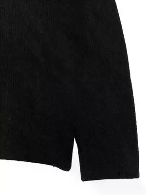 LANEUS Distressed Ribbed-knit Sweater