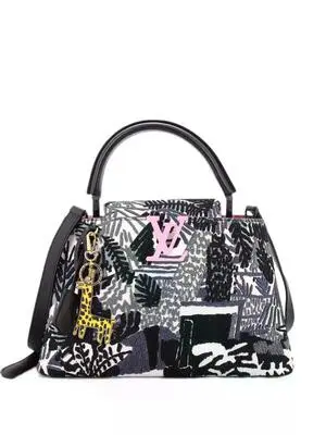 LOUIS VUITTON Jonas Wood Artycapucines Bag Embroidered Printed Leather Pm Satchel