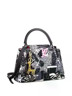 LOUIS VUITTON Jonas Wood Artycapucines Bag Embroidered Printed Leather Pm Satchel