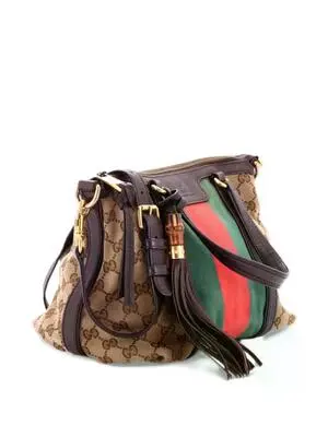 Gucci Rania Convertible Top Handle Bag Web Gg Canvas Small Satchel