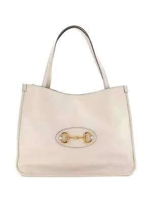 Gucci Horsebit 1955 Leather Medium Tote Bag - White
