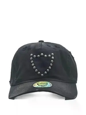 HTC LOS ANGELES Studded Distressed Baseball Cap - Black