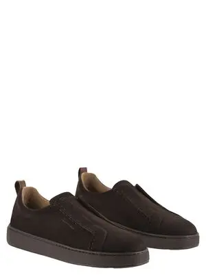 Santoni Victoryl26 Soft Leather Slip-on Trainers - Brown