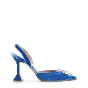 Amina Muaddi Begun Sling 95 Velvet - Blue