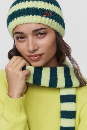 DAMSON MADDER Striped Scarf - Green Pattern