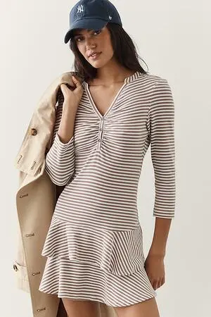 Daily Practice Air Layer Mi Dress - Brown Pattern
