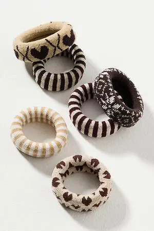 Anthropologie Bubble Hair Ties, Set Of 6 - Neutral Pattern