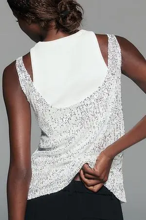 PILCRO Sequed Twofer Tank Top