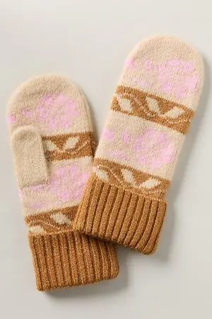 Anthropologie Prted Mittens Pink