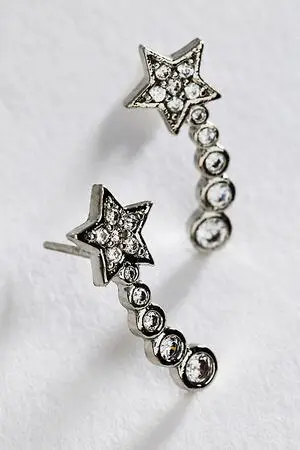 Anthropologie Shootg Star Crystal Crawler Earrgs - Silver
