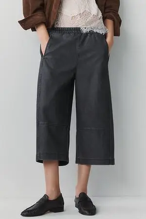 PILCRO Izzie Faux Leather Cropped Barrel Leg Pants