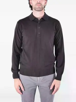 KANGRA Long-sleeve Polo Shirt - Brown
