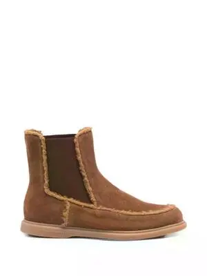 Fratelli Rossetti Shearling-trim Suede Boots - Brown