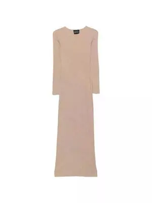 GIOVANNI BEDIN Ribbed-knit Long-sleeve Midi Dress - Neutrals