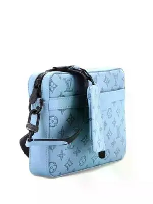 LOUIS VUITTON Trio Messenger Bag Monogram Shadow Leather Crossbody Bag - Blue