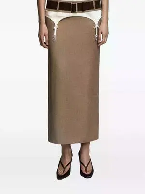 SEEN USERS Governess Suspender-detail Skirt - Brown