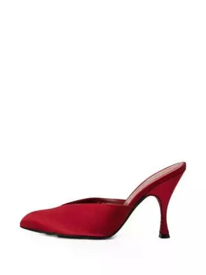 HERBERT LEVINE Sitting Pretty Crystal-embellished Satin Mules - Red