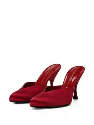 HERBERT LEVINE Sitting Pretty Crystal-embellished Satin Mules - Red
