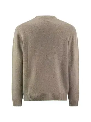 MC2 SAINT BARTH Khaki Regent Wool-blend Donegal-knit Crewneck Sweater - Neutrals