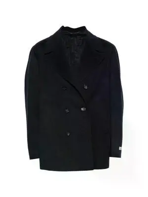 Canali Double-breasted Pea Coat - Blue