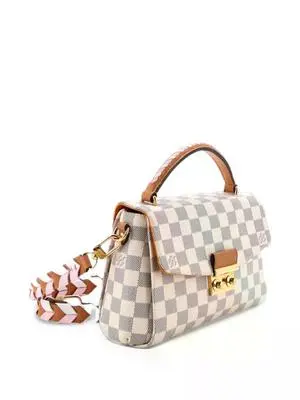 LOUIS VUITTON Croisette Handbag Damier With Braided Detail Shoulder Bag - White