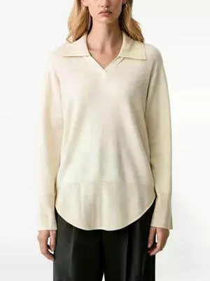 SILVIAN HEACH Curved-hem Polo Sweater - Neutrals