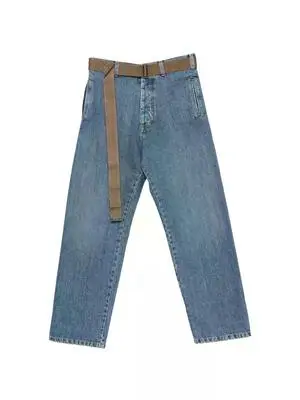 Plan C Belted Straight-leg Jeans