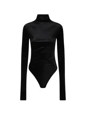 Andamane Ruched High-neck Bodysuit - Black