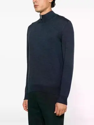 BARBA NAPOLI Quarter-zip Knitted Sweater - Blue