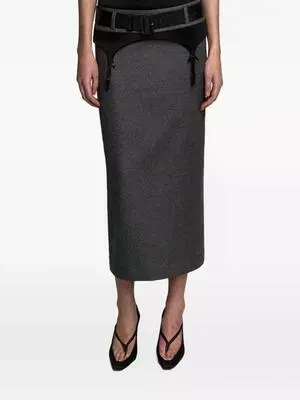 SEEN USERS Governess Garter-detail Skirt - Grey