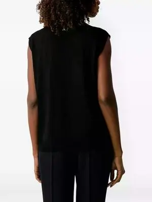 Patrizia Pepe Turtleneck Sleeveless Vest - Black