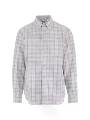 Off-White Check Logo-print Cotton Shirt - Grey