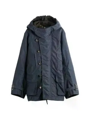 ZIGGY CHEN Hooded Button-up Coat - Blue