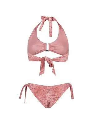 PARAMIDONNA Jane Velvet-halterneck Bikini - Pink