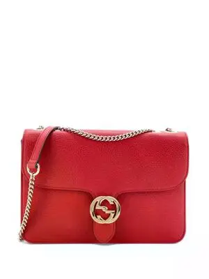 Gucci Interlocking Leather Medium Shoulder Bag - Red