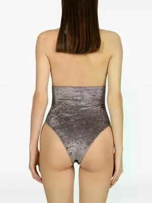 PARAMIDONNA Amber Velvet-effect Swimsuit - Grey