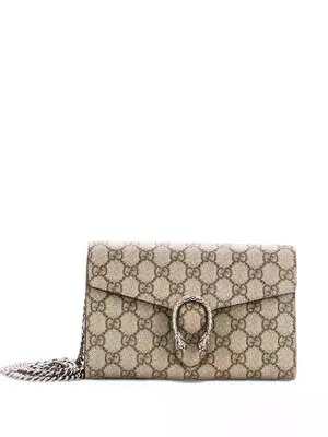 Gucci Dionysus Chain Wallet Gg Coated Canvas Small Crossbody Bag - Brown