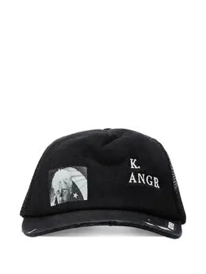 PALY K. Angr Distressed-effect Trucker Cap - Black