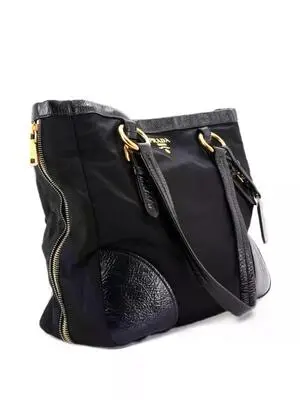 Prada Expandable Tessuto With Patent Large Shoulder Bag