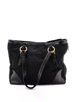 Prada Expandable Tessuto With Patent Large Shoulder Bag