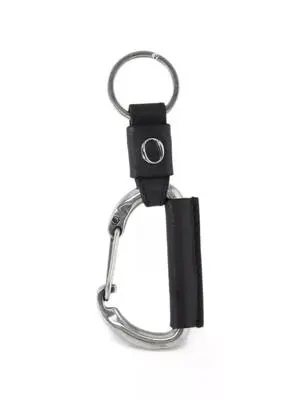 Orciani Micron Logo-plaque Leather Keyring - Black