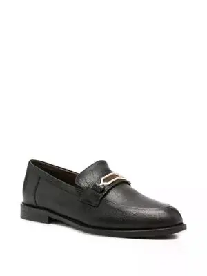 LINDA BAUMANN Hardware-detail Pebbled Leather Loafers