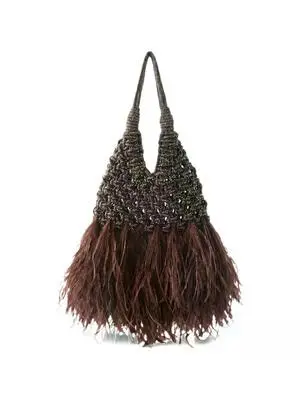 HIBOURAMA Vannifique Plumes Feather-trim Shoulder Bag