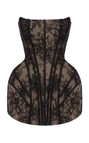 BALYKINA Eva Sequined Lace Mini Dress - Black