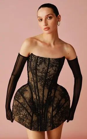 BALYKINA Eva Sequined Lace Mini Dress