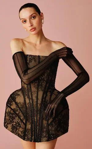 BALYKINA Eva Sequined Lace Mini Dress