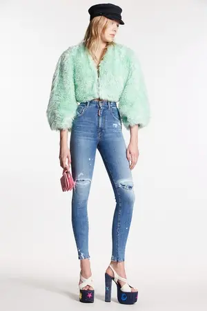 Dsquared2 Medium Crystal Peach Wash High Waist Twiggy Jeans